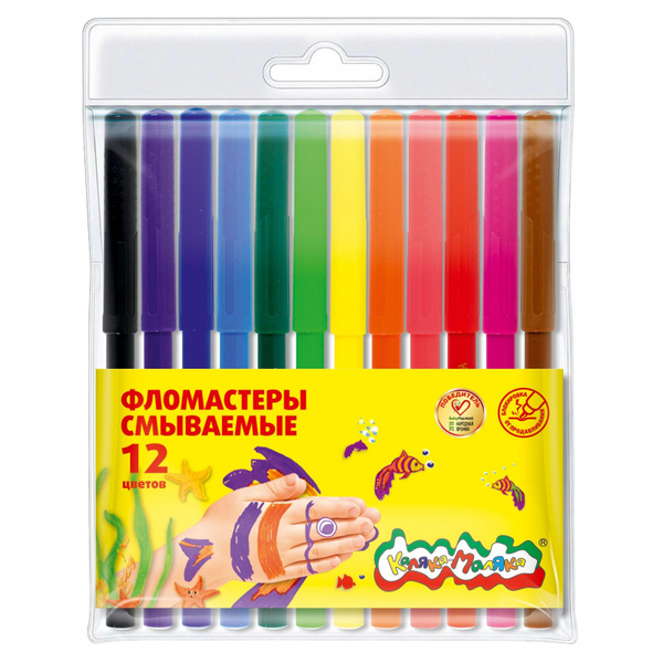Фломастеры 12 цв. Каляка-Маляка блист. упак., кругл. корп.,ФКМ12 ...