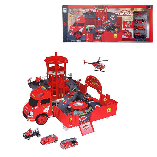 Машина-трансформер Junfa "Пожарная машина", 2в1, 1:64, с аксессуарами, в коробке - купить с ...