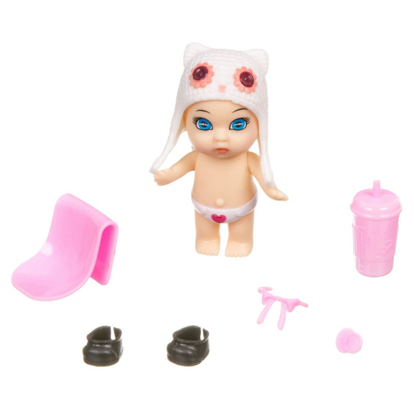 Пупс OLY в шапочке с аксессуарами в поильнике №3 Bondibon развивающая игрушка кукла, подарочный ...