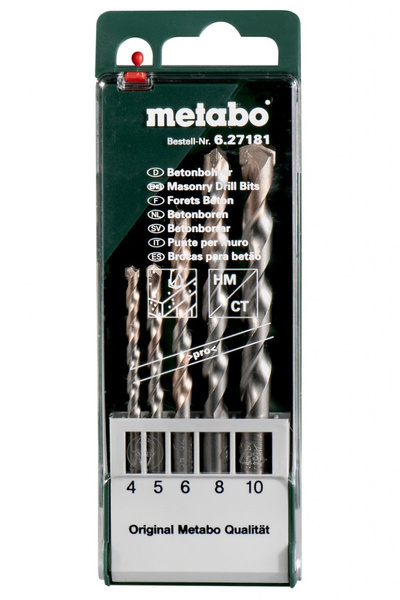 Набор сверл Metabo по бетону HM Pro 4-10mm 5шт 627181000 - купить по ...