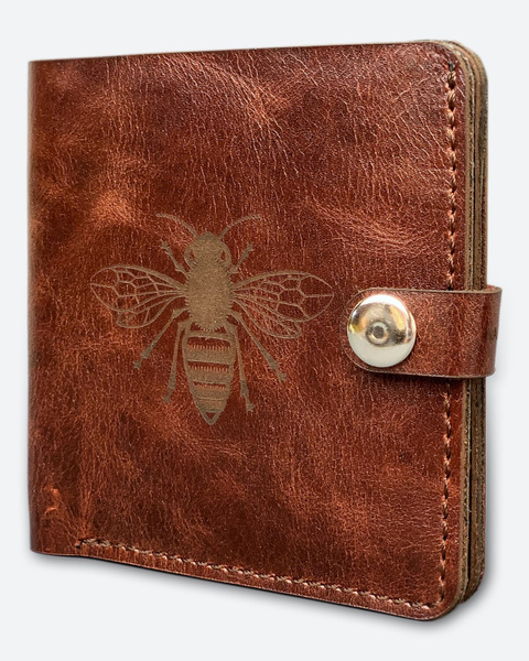 Мужской кошелек кожаный с рисунком натуральная кожа KAZA Mancube Пчела темно-коричневый мрамор ...