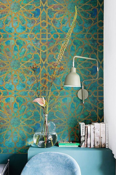 Обои флизелиновые Арабеска бирюза Fun House Store виниловые на