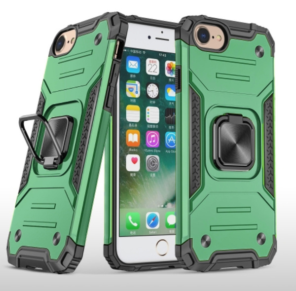 Противоударный чехол для iPhone 6 / 7 / 8 / SE 2020 / SE 2022 зеленый с пластиной для магнитного ...
