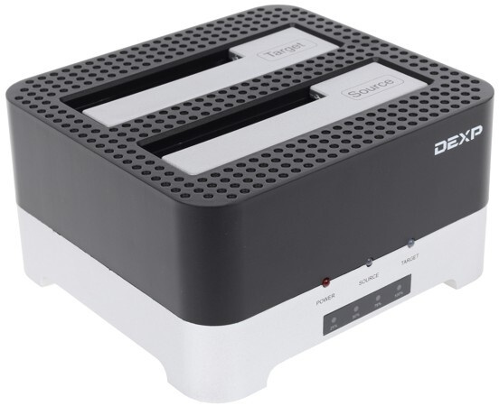 Док-станция для HDD накопителей DEXP HA133 черно-серебристый,пластик, USB 3.0/2.0/1.1,SATA,2х2.5 ...