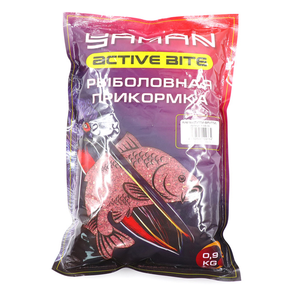 Прикормка Yaman Active Bite Плотва (тутти-фрутти), цв. красный, 900 г ...