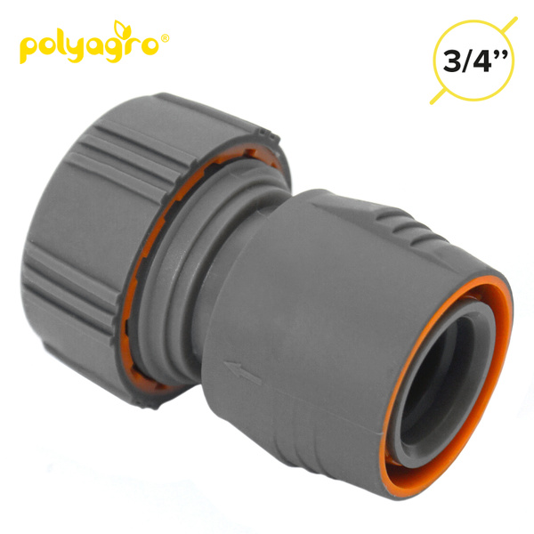 Соединитель для шланга 3/4" обрезиненный быстросъемный с аквастопом Polyagro купить на OZON по ...