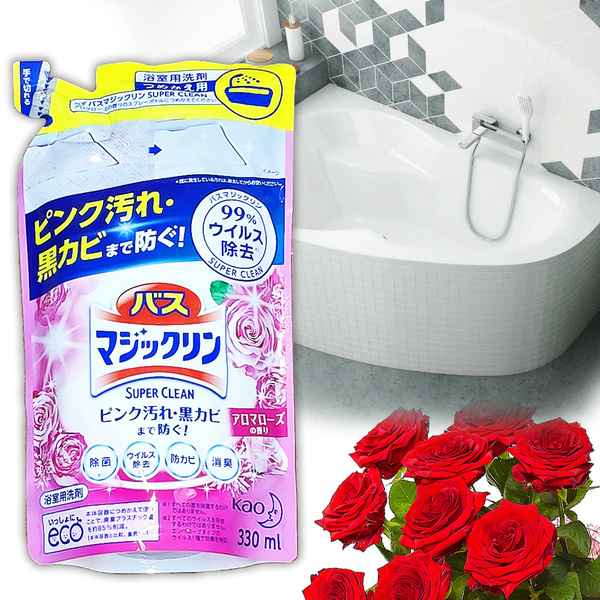 Чистящее средство для ванной Kao Magicclean Super Clean, с ароматом роз, запасной блок, 330мл ...