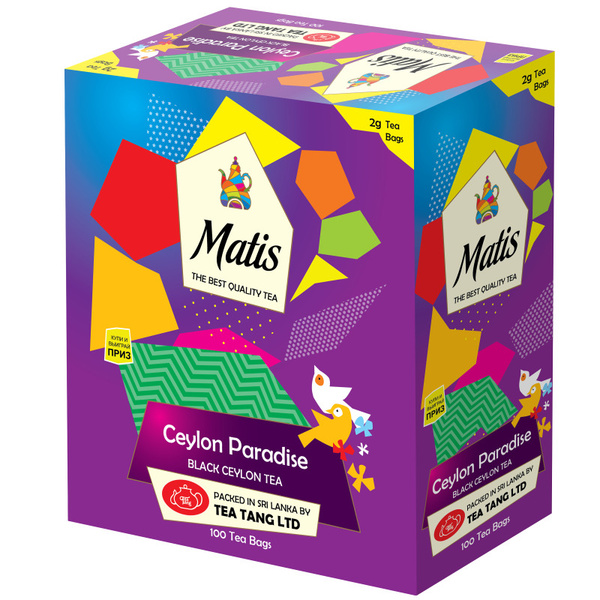 Чай черный Matis (Ти Тэнг) "Цейлонский Рай" 100 пакетов по 2 гр. - купить с доставкой по ...