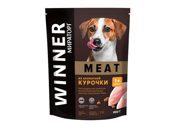 Сухой корм WINNER MEAT для взрослых собак мелких пород, из ароматной ...