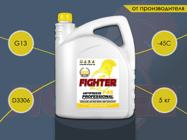 Антифриз Fighter F45_желтый, Готовый раствор купить по выгодной цене в ...