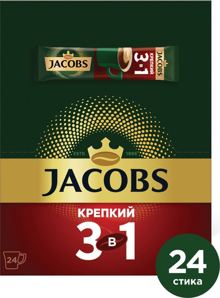 Кофейный напиток Jacobs 3 в 1 Крепкий 24 шт купить с доставкой по