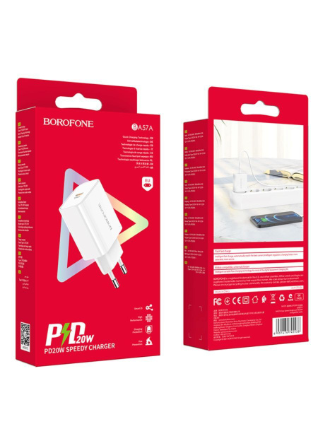 Сетевое зарядное устройство borofone BA57A_1002-02w, USB Type-C, Power ...