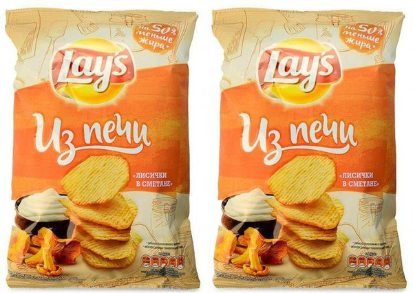 Чипсы картофельные Lay's Из печи Лисички в сметане 85 г в упаковке, комплект: 2 упаковки ...