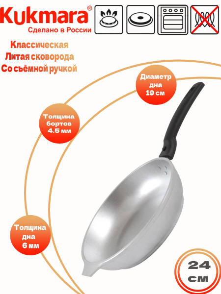Сковорода Kukmara Литай со съёмной ручкой_17.5, 24 см - купить по ...