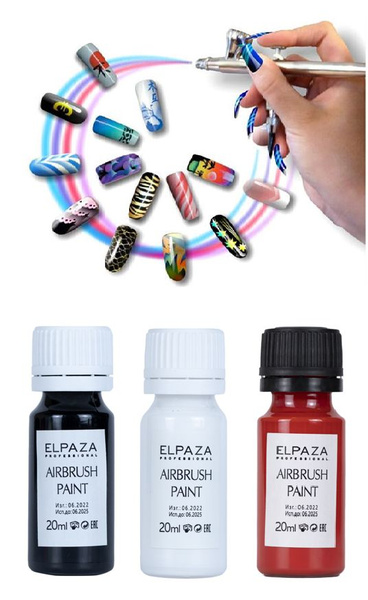 ELPAZA Набор красок для аэрографии Airbrush Paint, 3 шт / краска для ...