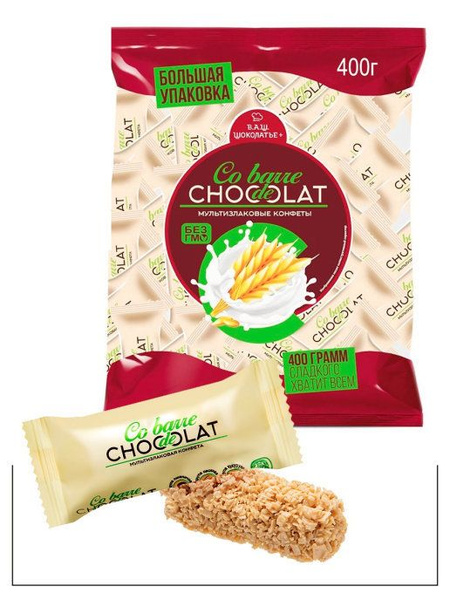 Мультизлаковые конфеты Co barre DE CHOCOLAT с белой глазурью 400гр ...