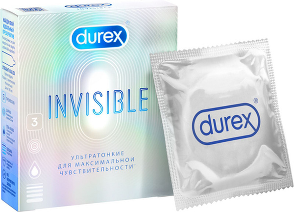 Презервативы Durex № 3 Invisible, ультратонкие, для максимальной ...