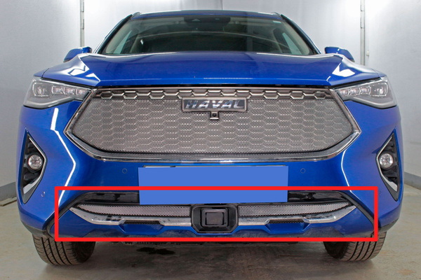 Защитная сетка радиатора низ хром Haval F7 (2019-2022) / Haval F7x ...