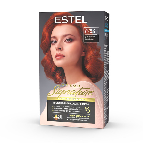 ESTEL Стойкая крем-гель краска для волос COLOR Signature 8/54 Красная ...