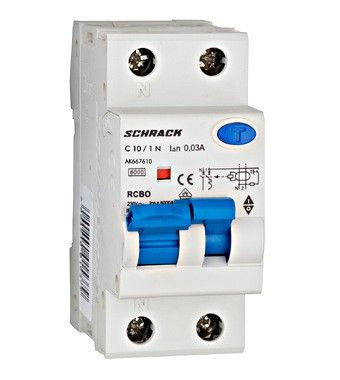 Дифференциальный автомат Schrack, AK667610--, 10A, 30mA, 1+N, тип A ...