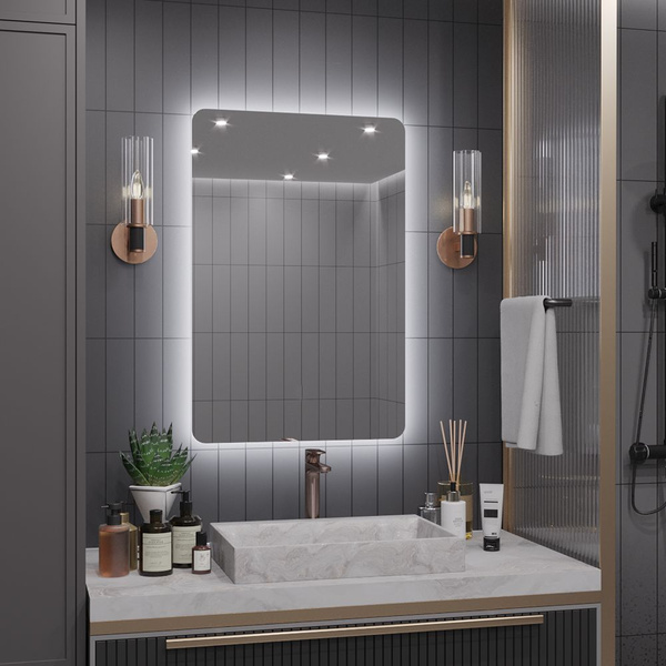Зеркало для ванной Alias "Эос все вместе_" прямоугольное, 90 см х 60 см Настенное купить c ...