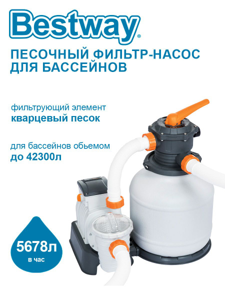 Песочный фильтр-насос Bestway 5678 л/час (1500gal) 58497 - купить с ...