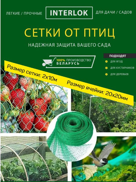 Interlok Сетка садовая,Пластик,10х2м - купить с доставкой по выгодным ценам в интернет-магазине ...