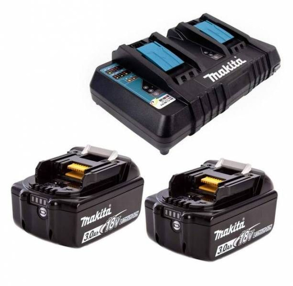 Набор из 2х АКБ Makita BL 1830 3 Ач и двойного зарядного устройства ...