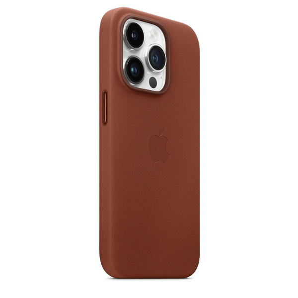Кожаный чехол для iPhone 14 Pro Коричневый с поддержкой MagSafe, чехол ...