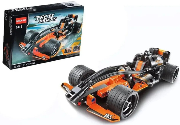 Конструктор Tech Bricks "Гоночный автомобиль с инерционным механизмом" 3413 для детей и взрослых ...