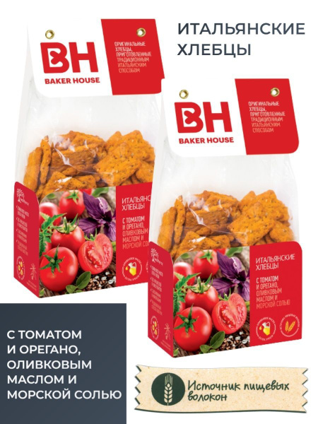 Baker House хлебцы итальянские с томатом, орегано, оливковым маслом и ...