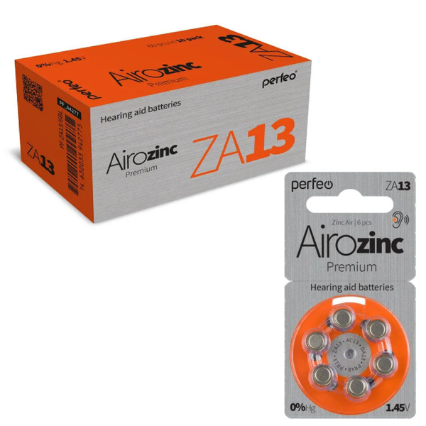 Perfeo Батарейка PR48 (ZA13, V13A, DA13), Воздушно-цинковый тип, 1,45 В, 60 шт - купить с ...