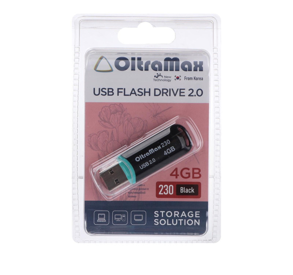 USB-флеш-накопитель Флешка OltraMax 230, 4 Гб, USB2.0, чт до 15 Мб/с ...