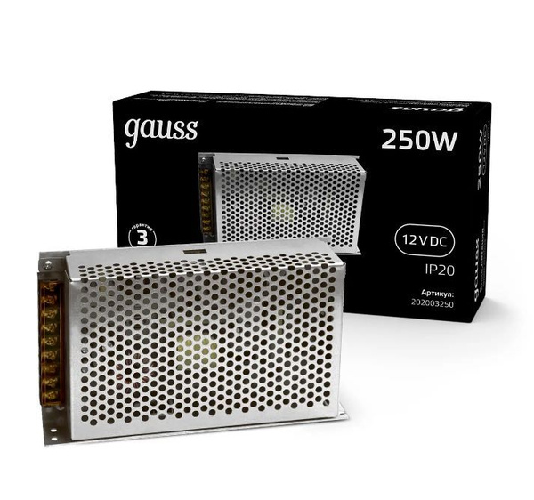 Блок питания для светодиодной ленты Gauss, 12В, 250 Вт, IP20 - купить ...