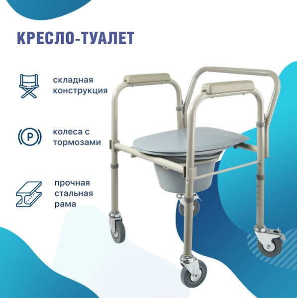 Кресло-туалет на колесах WC Mobail складной - купить с доставкой по ...