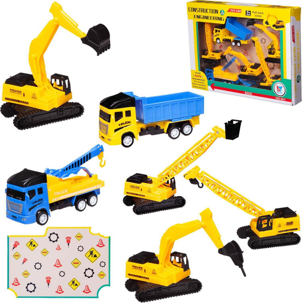 Игровой набор Junfa Строительная техника 6 инерционных машинок в коробке - купить с доставкой по ...