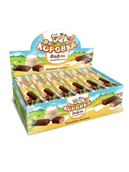 Коровка Вафли топленое молоко, глазированные, 50 г, 25 шт/уп - купить с ...
