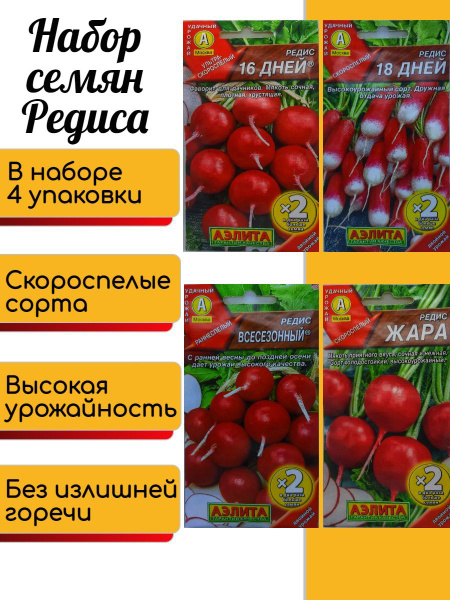 Редис, Разнообразные овощи Аэлита Набор редис_4_Набор Редиса: 18 дней ...