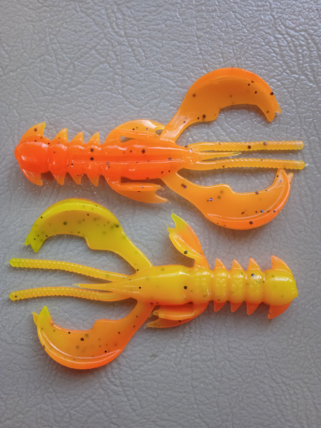 Силиконовая приманка мягкая Рак (Yabby) 80 мм, Оранжево-лимонный ...
