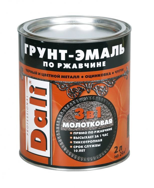 Грунт-эмаль DALI 109 Молотковая, Алкидная, Глянцевое покрытие, серый ...