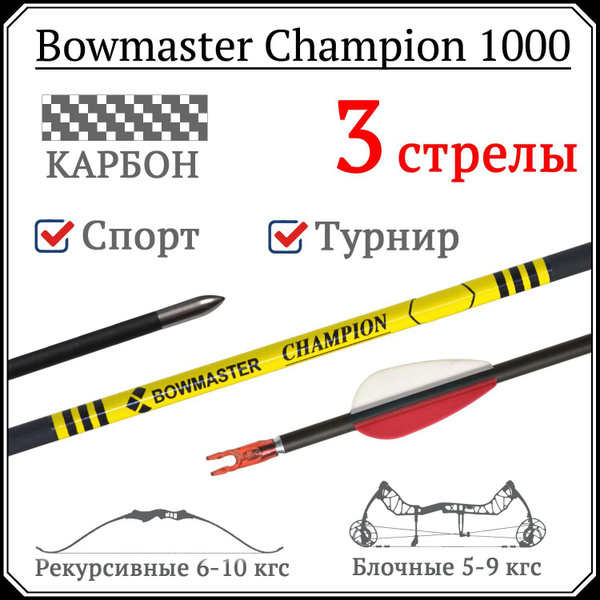 Спортивные карбоновые лучные стрелы Bowmaster Champion 1000 (3 шт ...