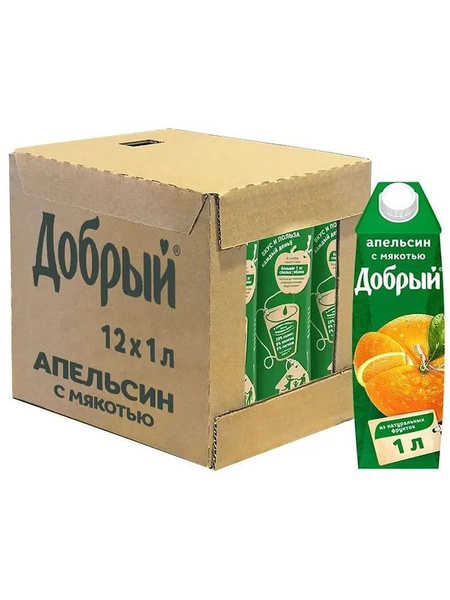 Сок Добрый Апельсиновый, 12 шт по 1 л - купить с доставкой по выгодным ...