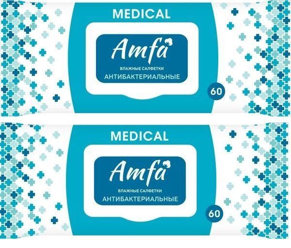 Amfa Салфетки влажные антибактериальные, 60 шт., 2 уп.111 - купить с ...