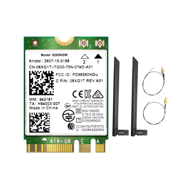 8260 8260NGW WiFi Card + 2X8DB Антенна 2.4G/5Ghz 867M Bluetooth 4.2 ...
