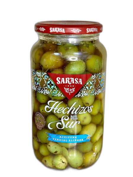 Оливки зеленые с косточкой SARASA LOS HECHIZOS DEL SUR с травами ...