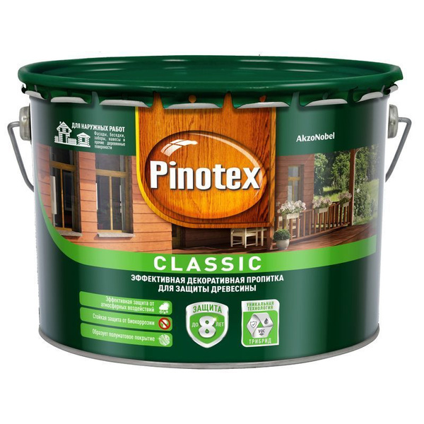 Pinotex Classic/Пинотекс Классик, 9л,Цвет Орегон,декоративная пропитка ...