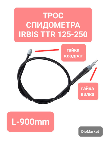 трос спидометра Ирбис ТТР 125-250 Гайка квадрат-гайка вилка (900мм ...