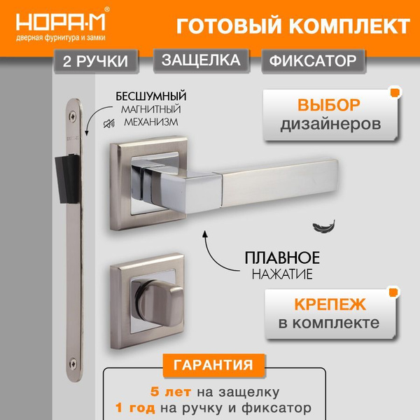Комплект для межкомнатной двери ручка дверная на квадратном основании ...