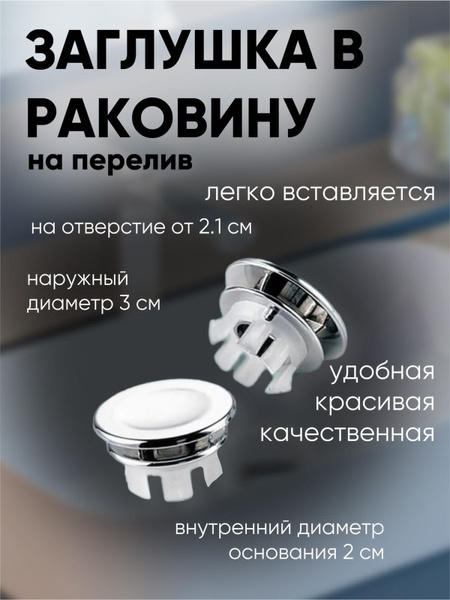 Заглушка в раковину перелив круглая - купить в интернет-магазине OZON ...