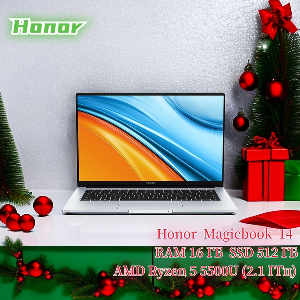 Ноутбук Honor, 14, Magicbook 14 2021 R5 5500 16-512, AMD Ryzen 5 5500U, 16 ГБ, 512, AMD Radeon ...